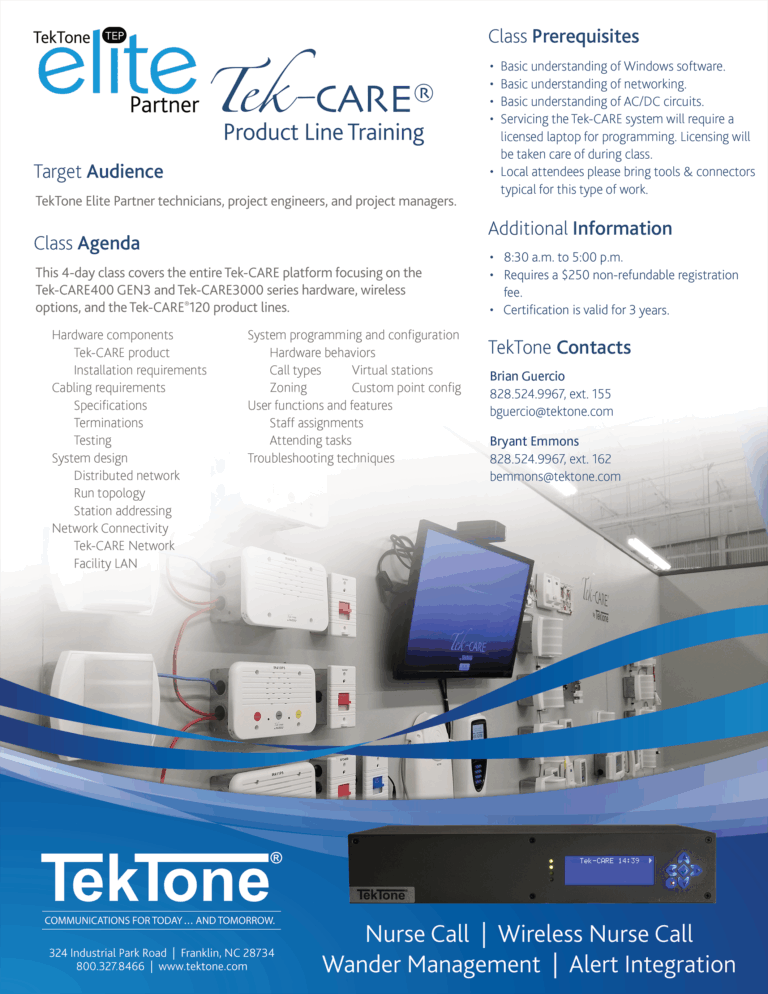 TEP Tek-CARE Product Training | TEP Recertification & Non-TEP Training